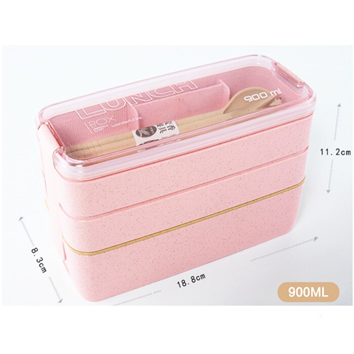900ml Healthy Material Lunch Box 3 Layer Wheat Str... – Grandado