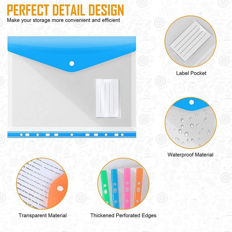 12Pack A4 Plastic File Folder,Expandable A4 Expand... – Grandado