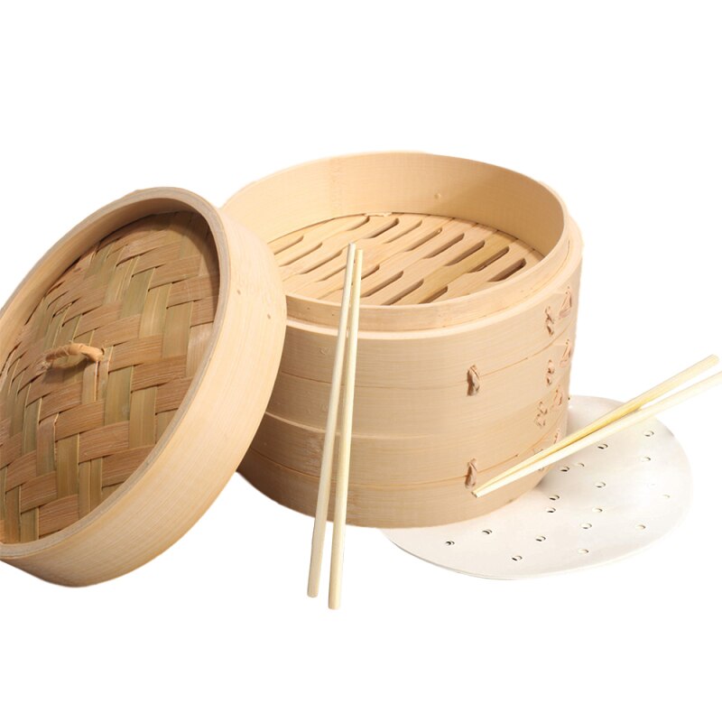 10 Inch Bamboo Steam Cooker Steamer Basket 2 Tier ... – Grandado