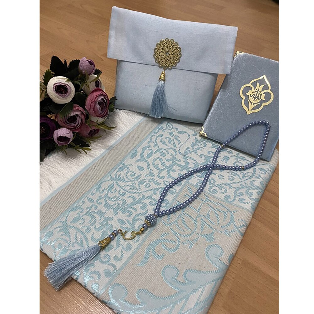 4PCs Taffeta Mat Muslim Prayer Rug Set Eid Ramadan... – Grandado
