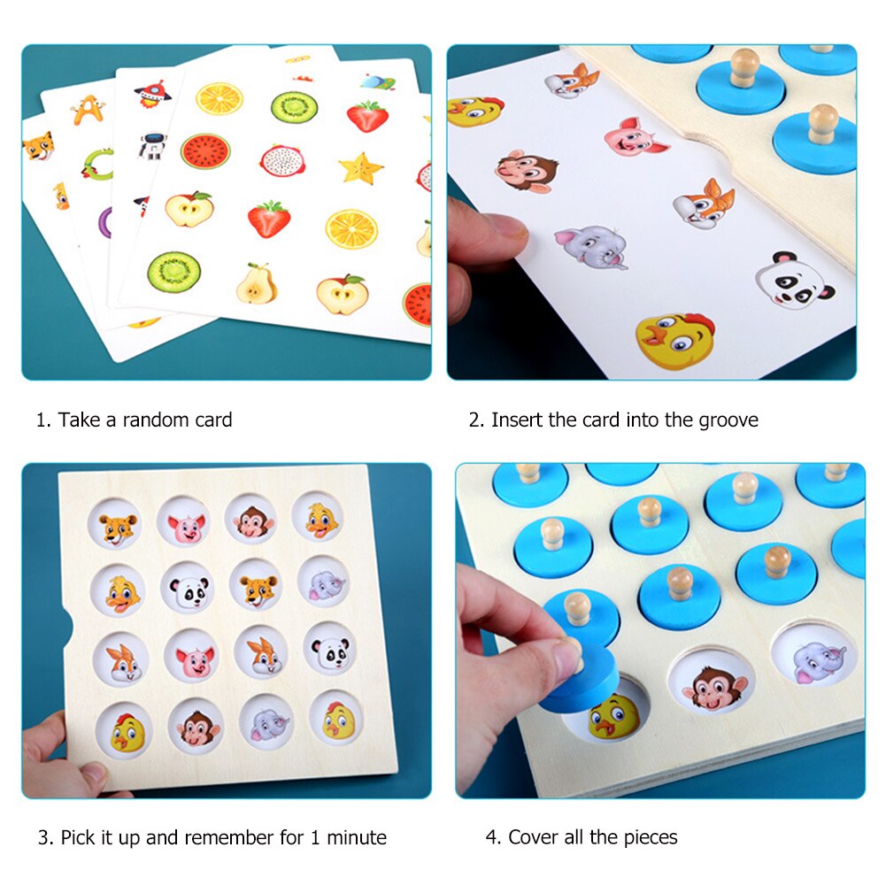 Kids Wooden Puzzle Toy Memory Match Chess Game Chi... – Grandado