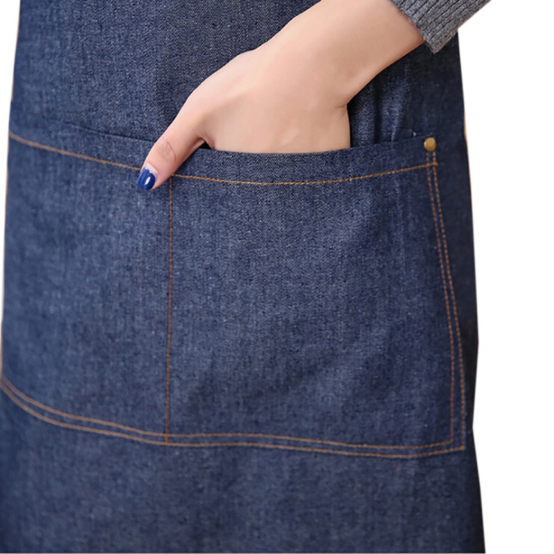Dark Blue Denim Aprons Simple Antifouling Pinafore... – Vicedeal