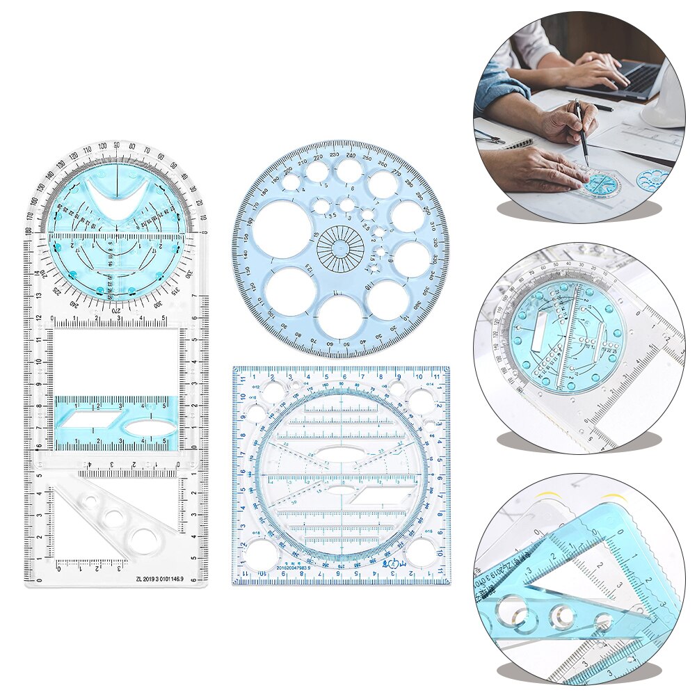 1 Set Geometric Drawing Ruler Students Drawing Rul... – Vicedeal