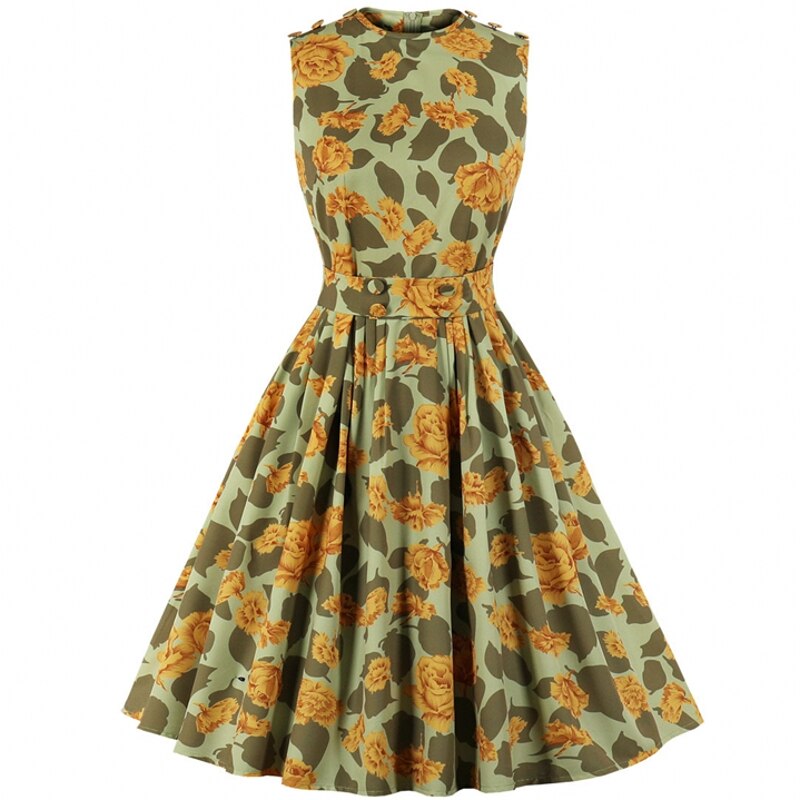 Women Summer Pin Up Flower Print Casual Party Dres... – Grandado