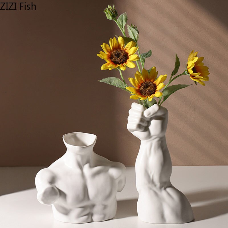 Bodybuilding Character Ceramic Flowers Vase Muscle... – Vicedeal