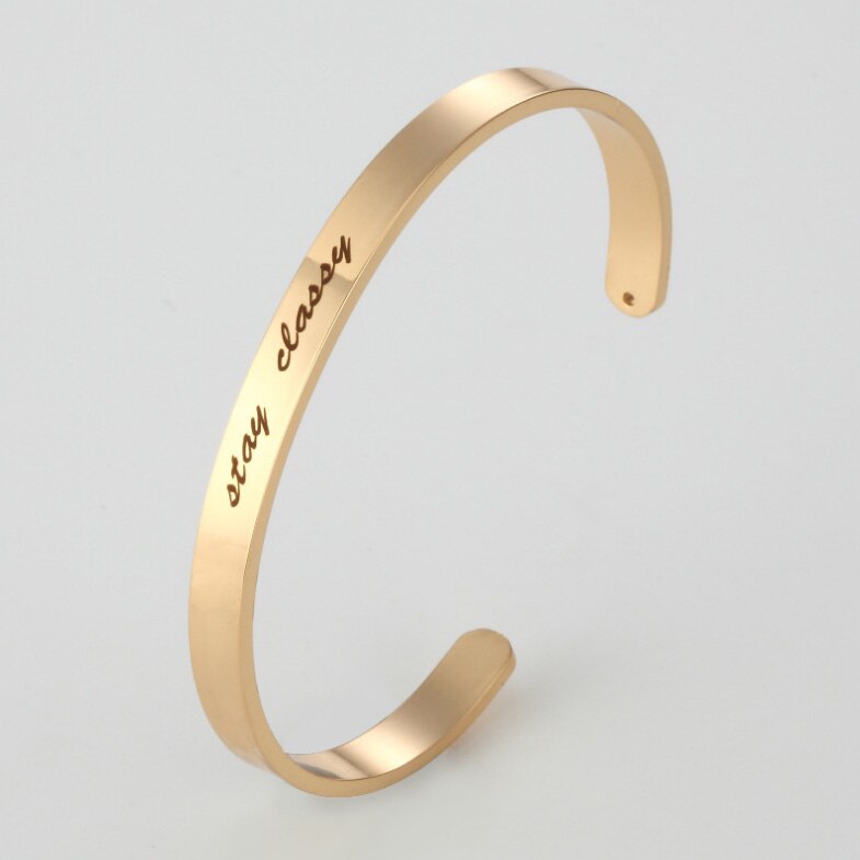 Stainless Steel Cuff Bangle Engrave " stay classy ... – Grandado