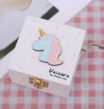 Wooden Unicorn Music Box Hand-Cranked Girls Jewelr... – Grandado