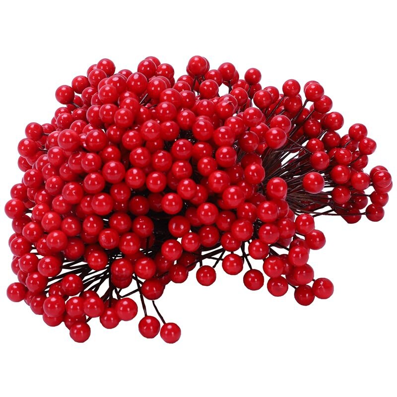 500 Berries Deco Rowan Berries Wire Dia. 0.8cm red... – Grandado