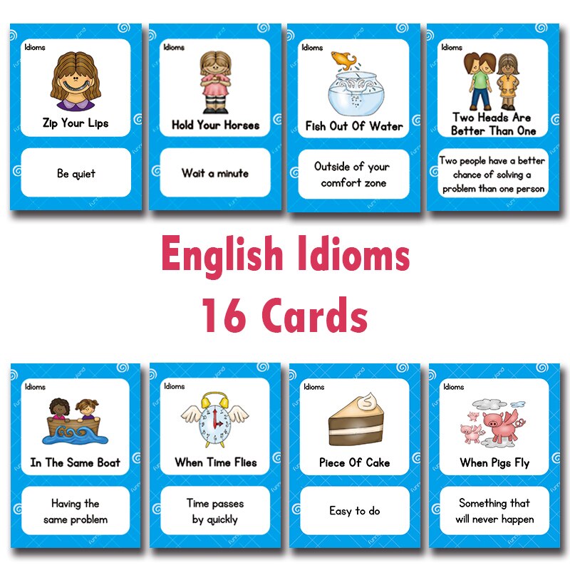16Pcs/Set Idioms Flashcards Memory Game 32 Sentenc... – Grandado