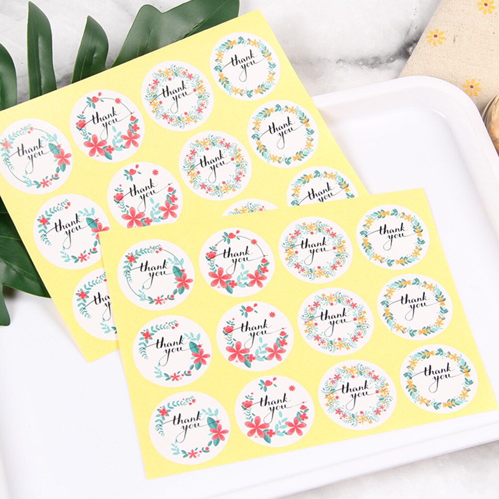 10 Sheets Round Thank You Flower Seal Adhesive Sti Grandado