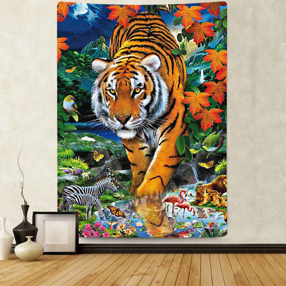 Simsant King of The Forest Tiger Tapestry Forest W... – Grandado