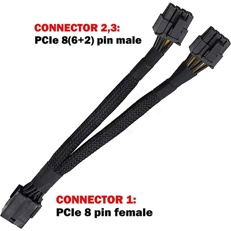 20cm 18 awg 8 pin to dual 6+2 pin 8 pin pci-e pcie... – Grandado