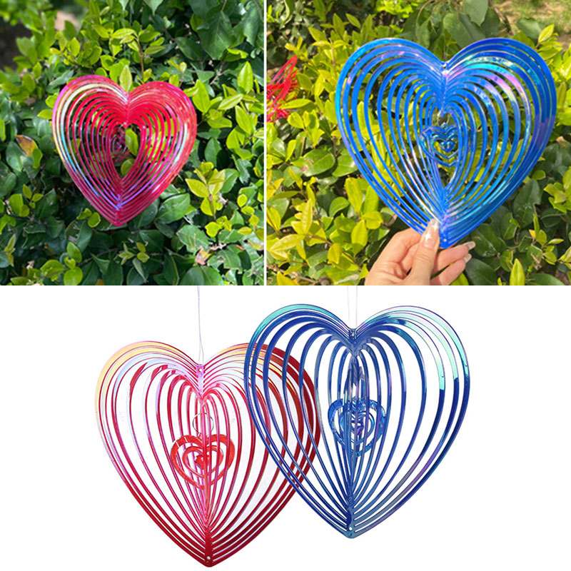 Geometric Art Heart Wind Spinner Yard Art Beating ... – Vicedeal