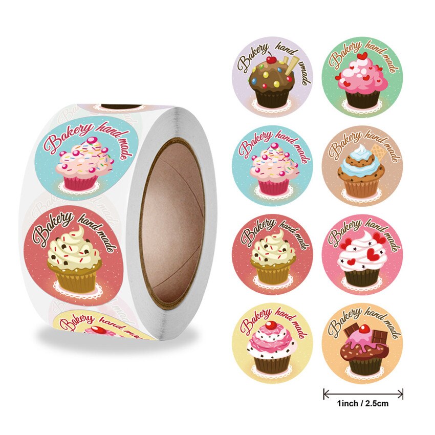 500pcs Delicious cake Bakery hand made Stickers Gi... – Grandado