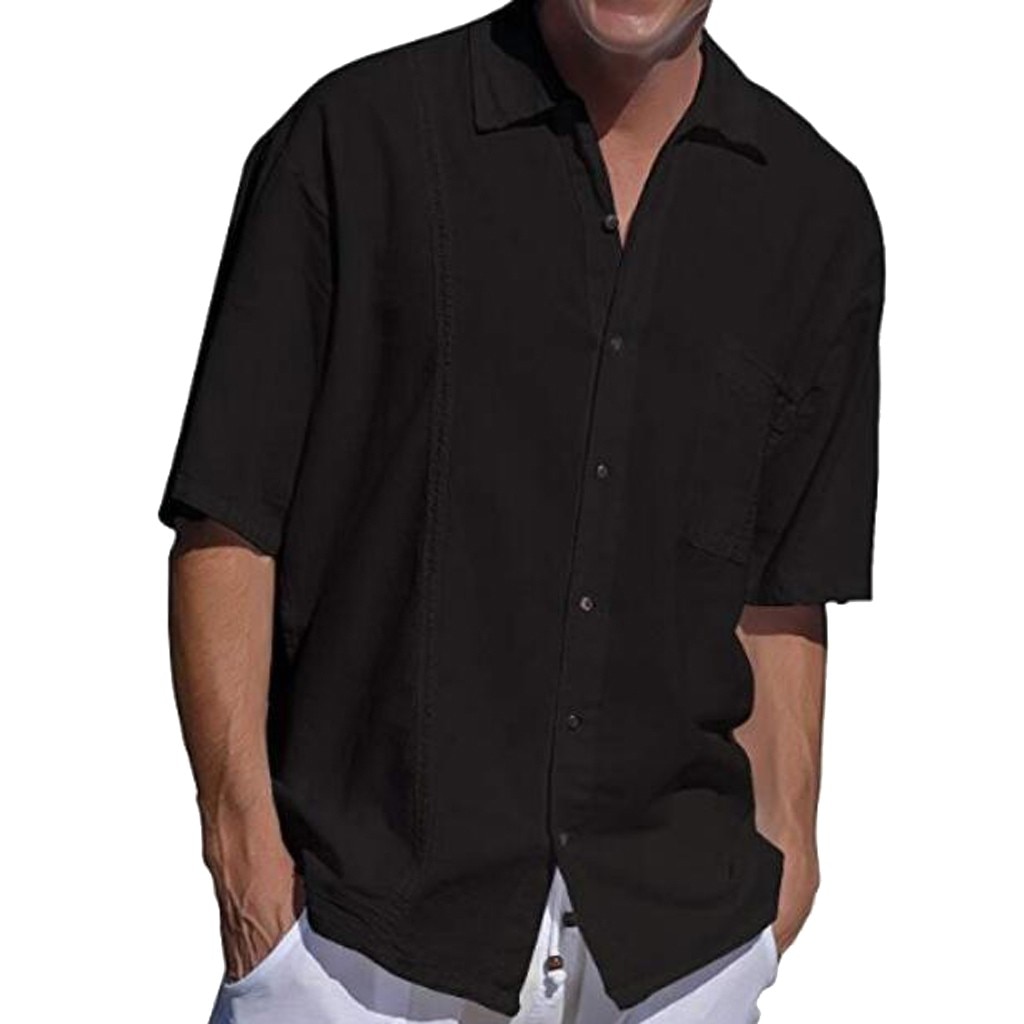 Feitong Mannen Casual Shirts Katoenen Zomer Strand... – Vicedeal