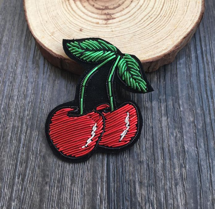 Cherry Indian Silk Emboridered Patch Brooch Beaded... – Grandado