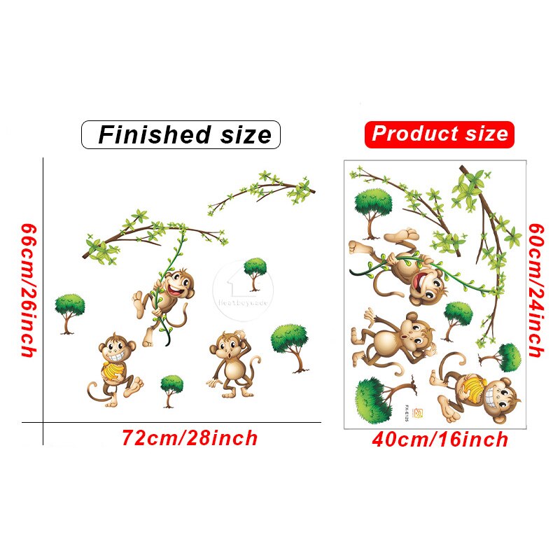 Lovely Monkey Removable Wall Stickers Home PVC Dec... – Grandado