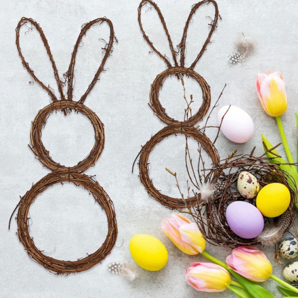 Easter Garland Bunny Rattan Circle Foldable Rattan... – Vicedeal