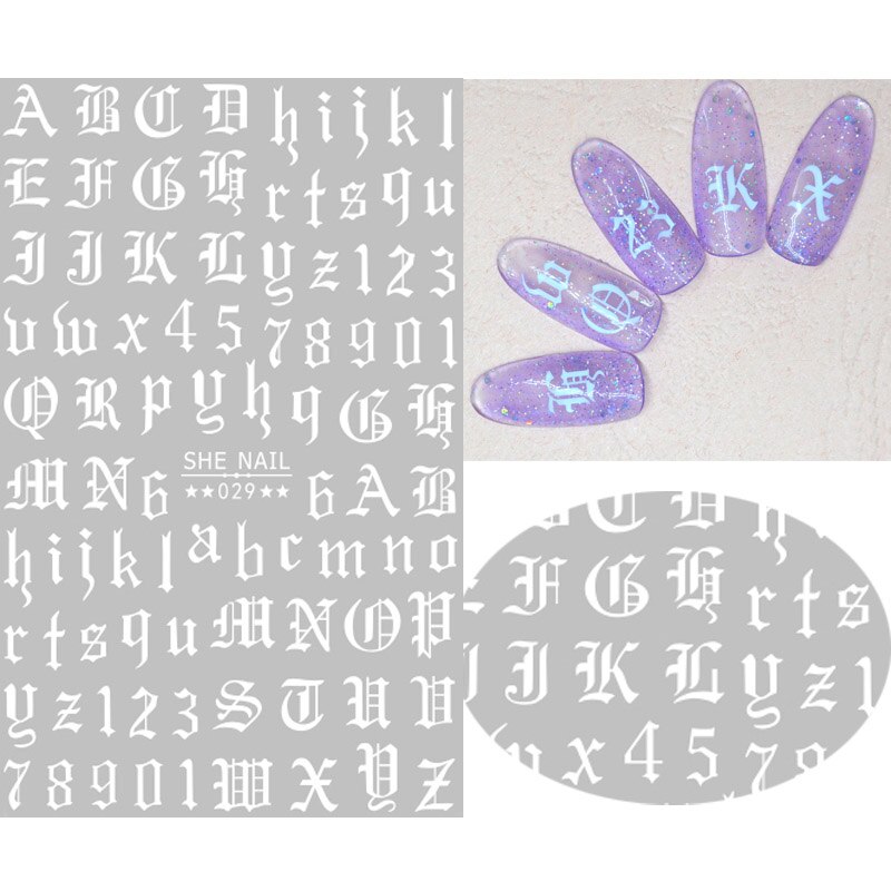 3pc/set Letter Nail Stickers Tips Nail Art Adhesiv... – Vicedeal