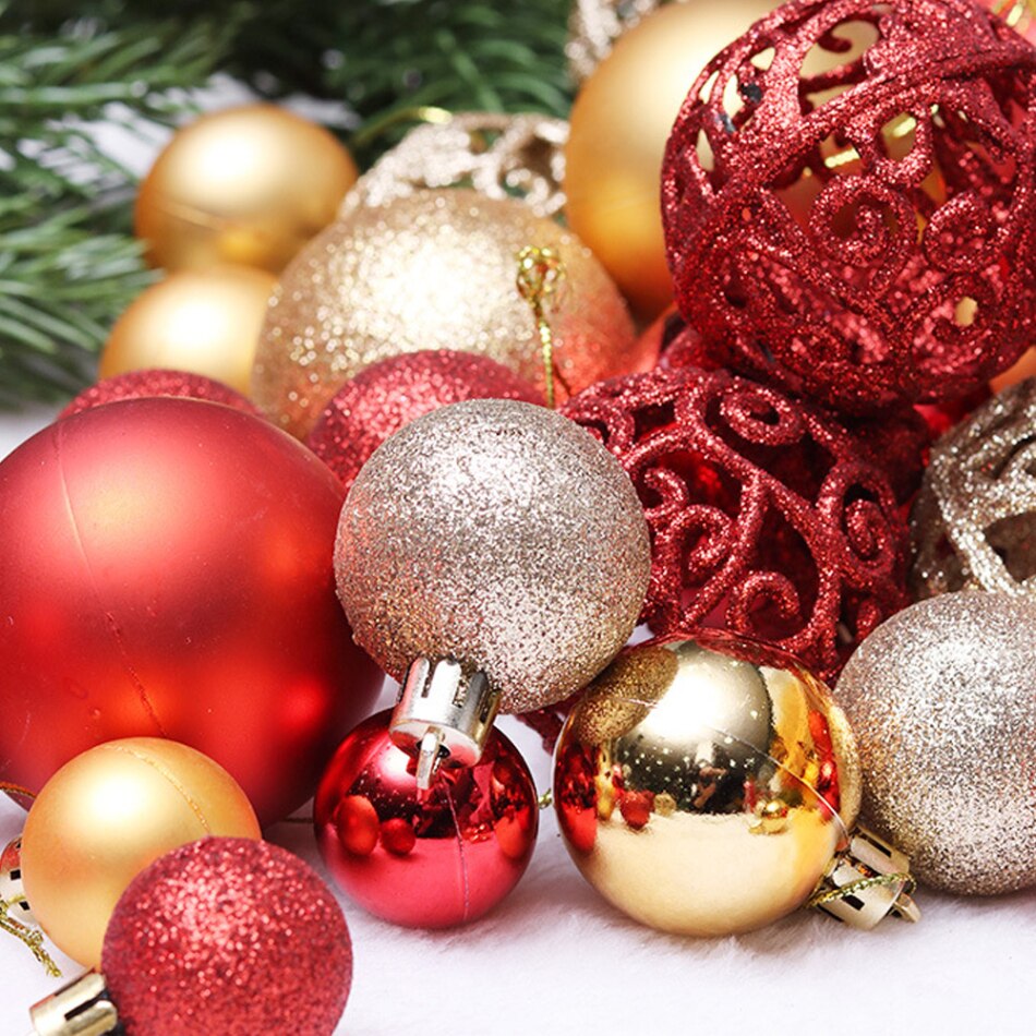 100pcs/lot Red Gold Christmas Ball Box Hanging Orn... – Grandado