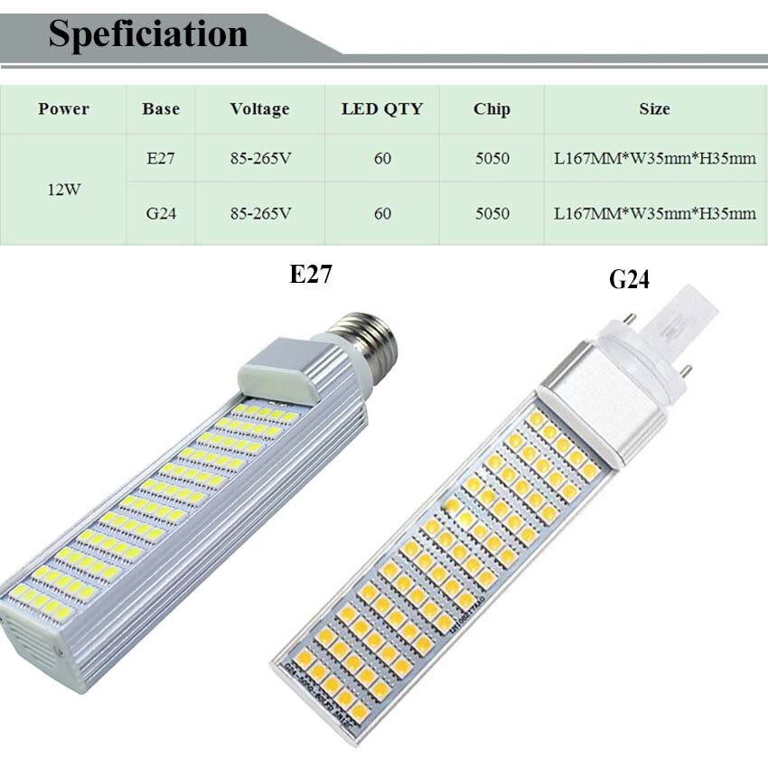 HOTOOK LED Bombillas 12W E27 G24 led lamp Corn Bul... – Grandado