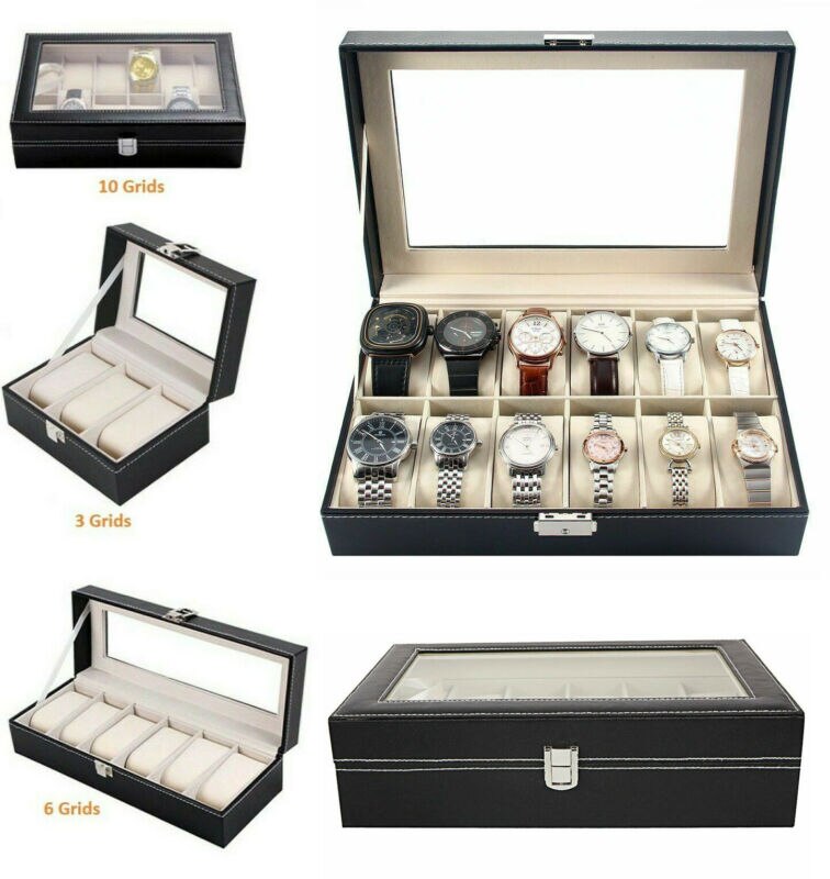3/6/12 Faux Leather Watch Case Display Box Storage... – Vicedeal