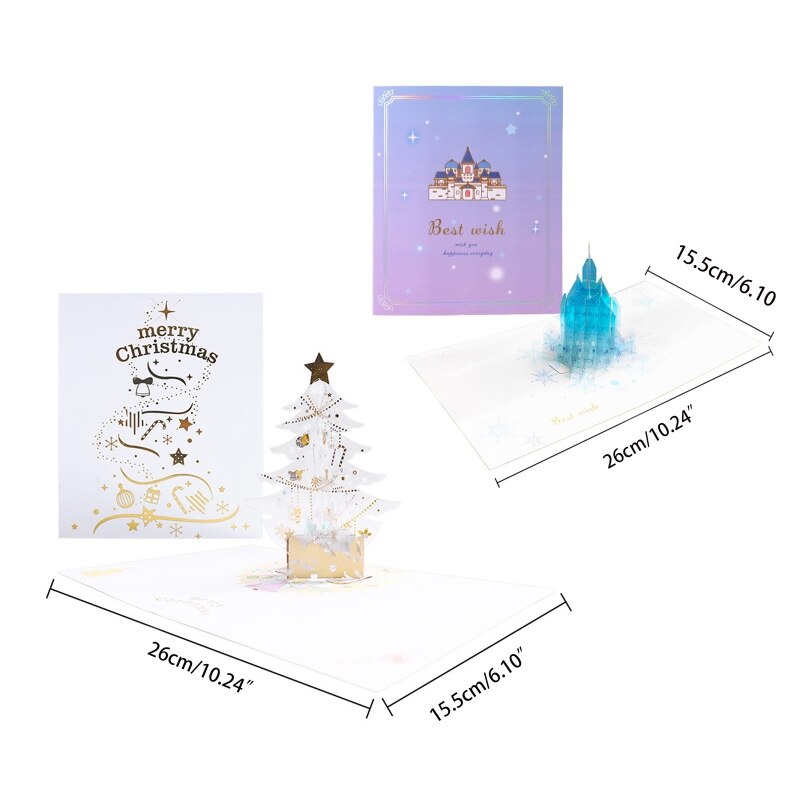 3D Pop-up árbol de Navidad Castillo tarjetas de fe... – Grandado
