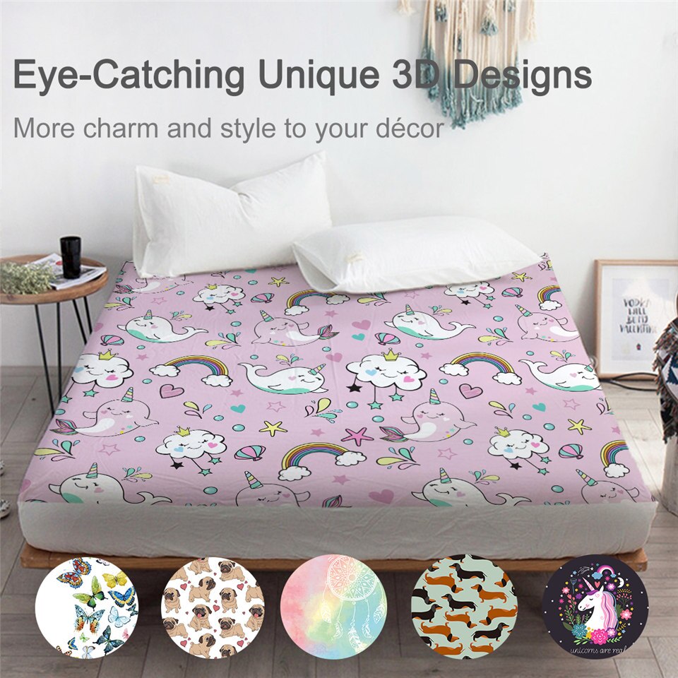 BeddingOutlet Cute Whale Fitted Sheet Narwhal Unic... – Grandado