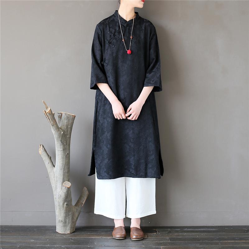 Johnature Spring Vintage Straight Dress Solid Regu... – Grandado