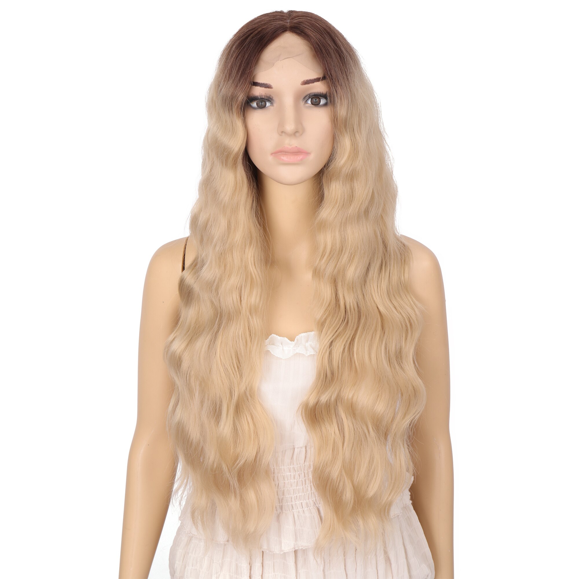MANWEI Black Wave Lace Front Wigs Part Wig Synthet... – Grandado