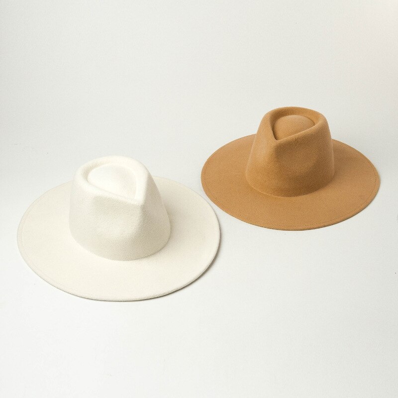 Mode Vrouwen Witte Brede Rand Zuivere Wol Fedora H... – Grandado