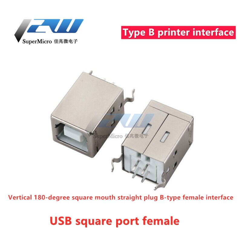 10pcs / lot USB female head USB-B 180 degree squar... – Grandado