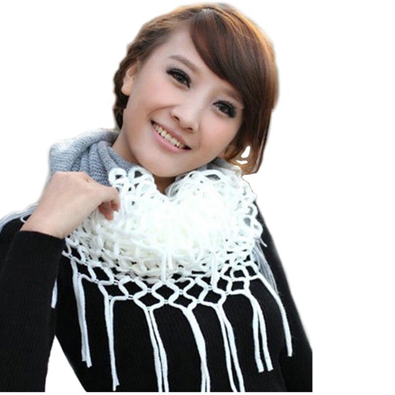 Women Winter Warm Knit Loop Scarf Tassels Soft Sha... – Grandado