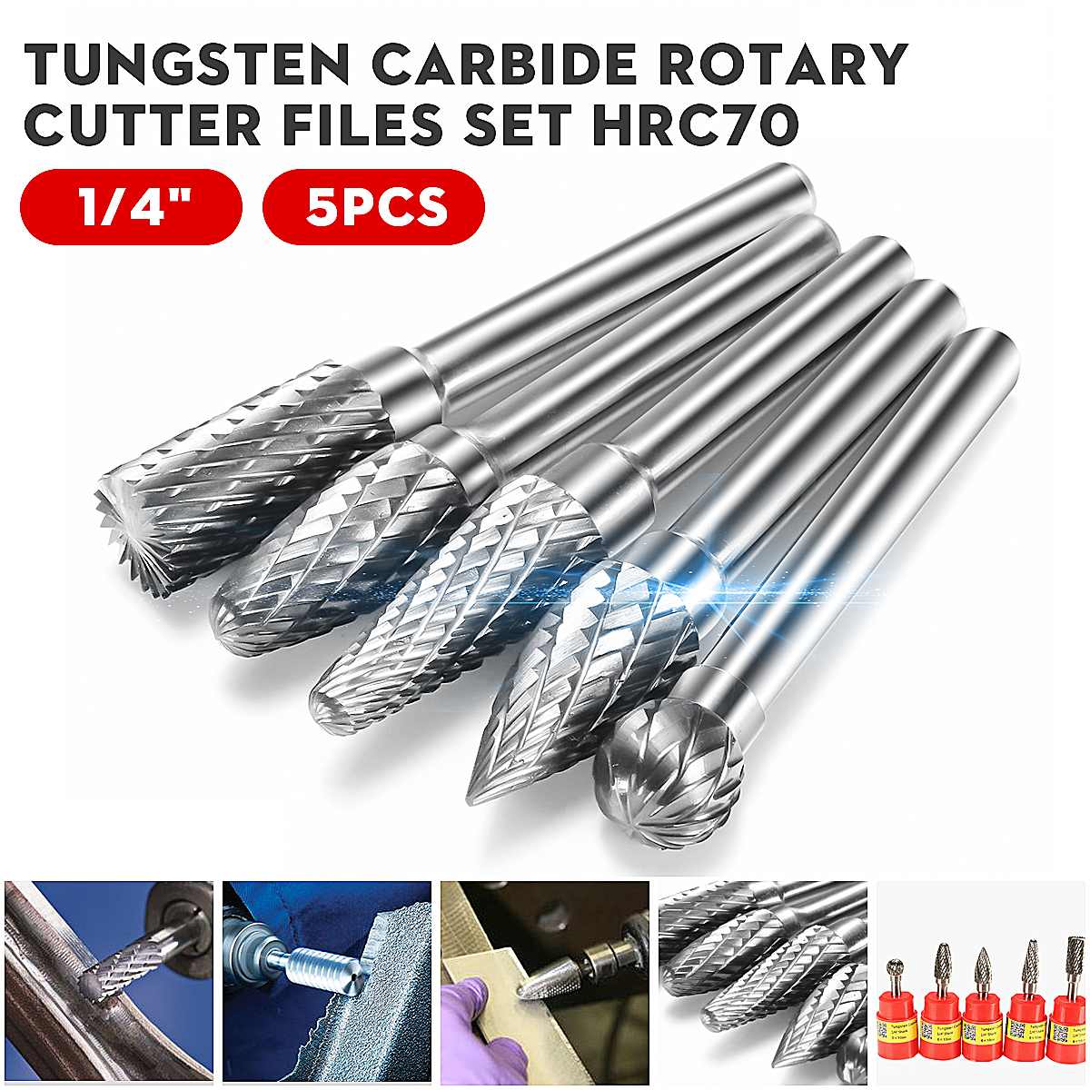 5Pcs 1/4 Inch Head Tungsten Carbide Rotary Point B... – Grandado