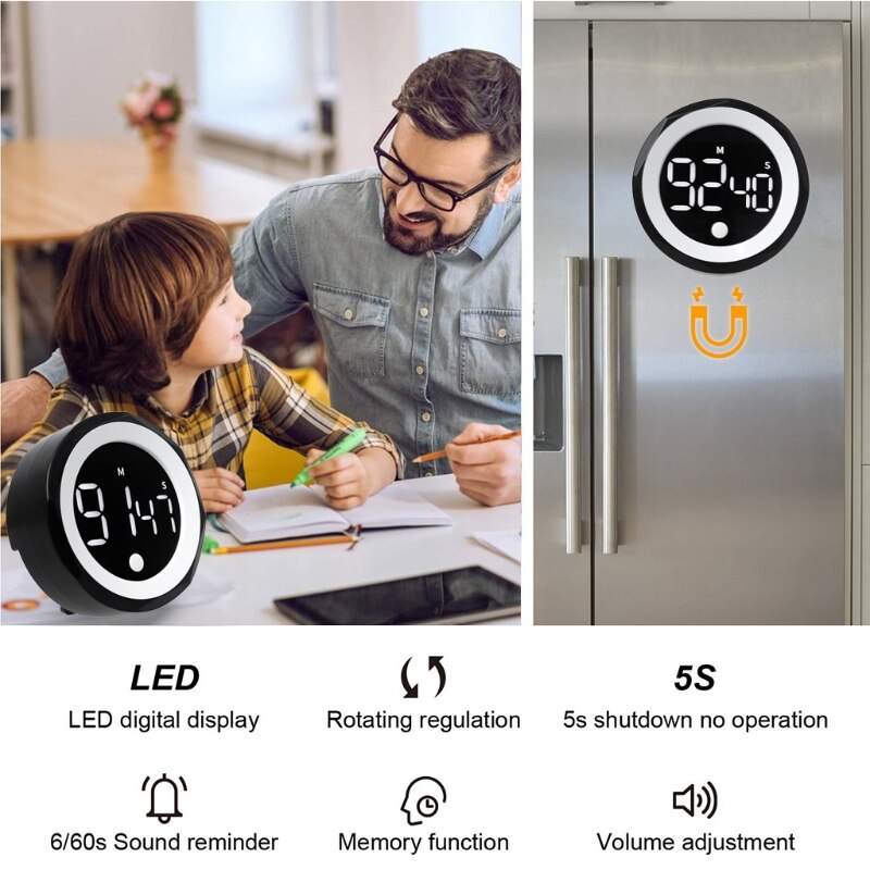 Timers,Magnetic Countdown Up Cooking Timer, Digita... – Grandado