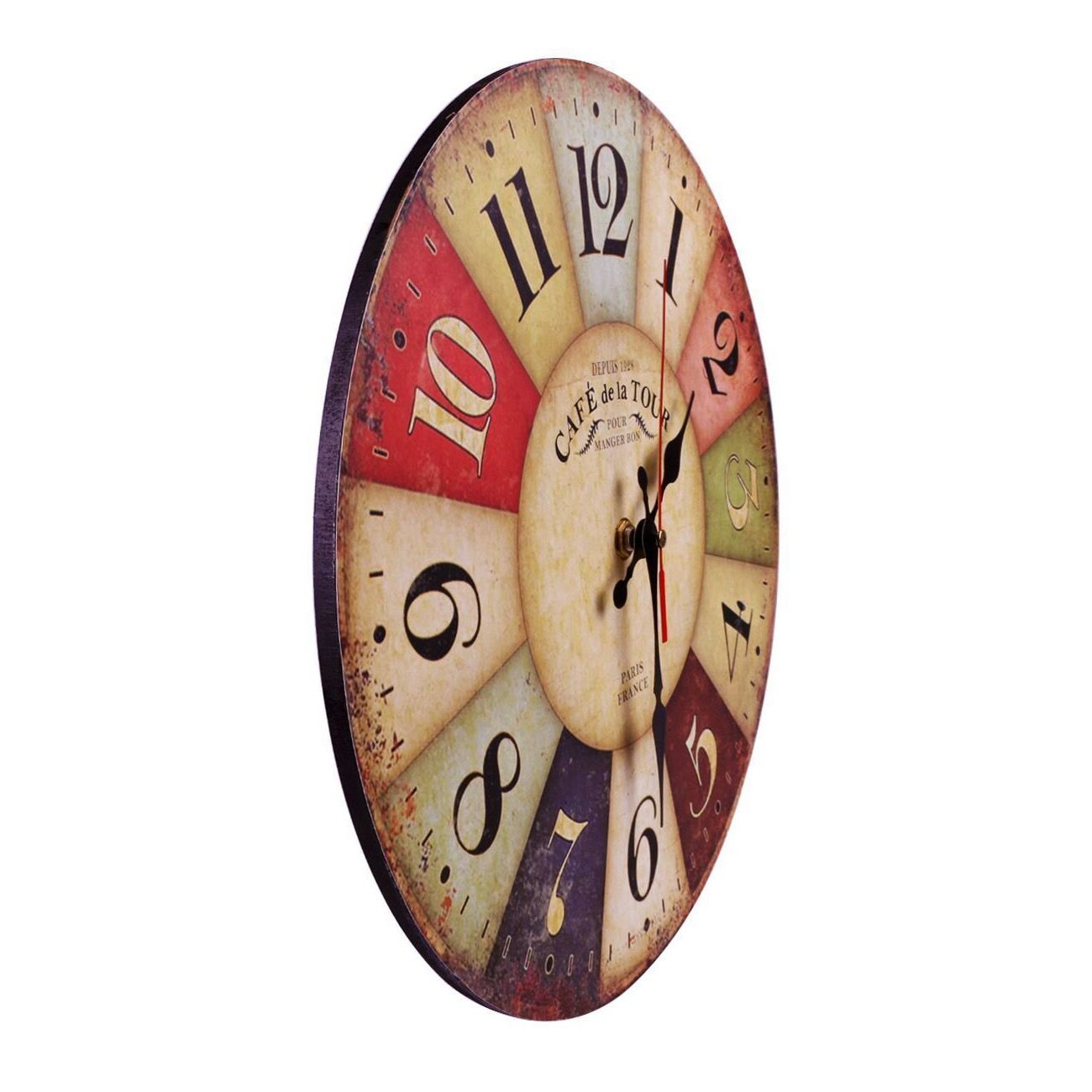 12 Inch Retro Wooden Wall Clock Ticking Wall Clock... – Grandado