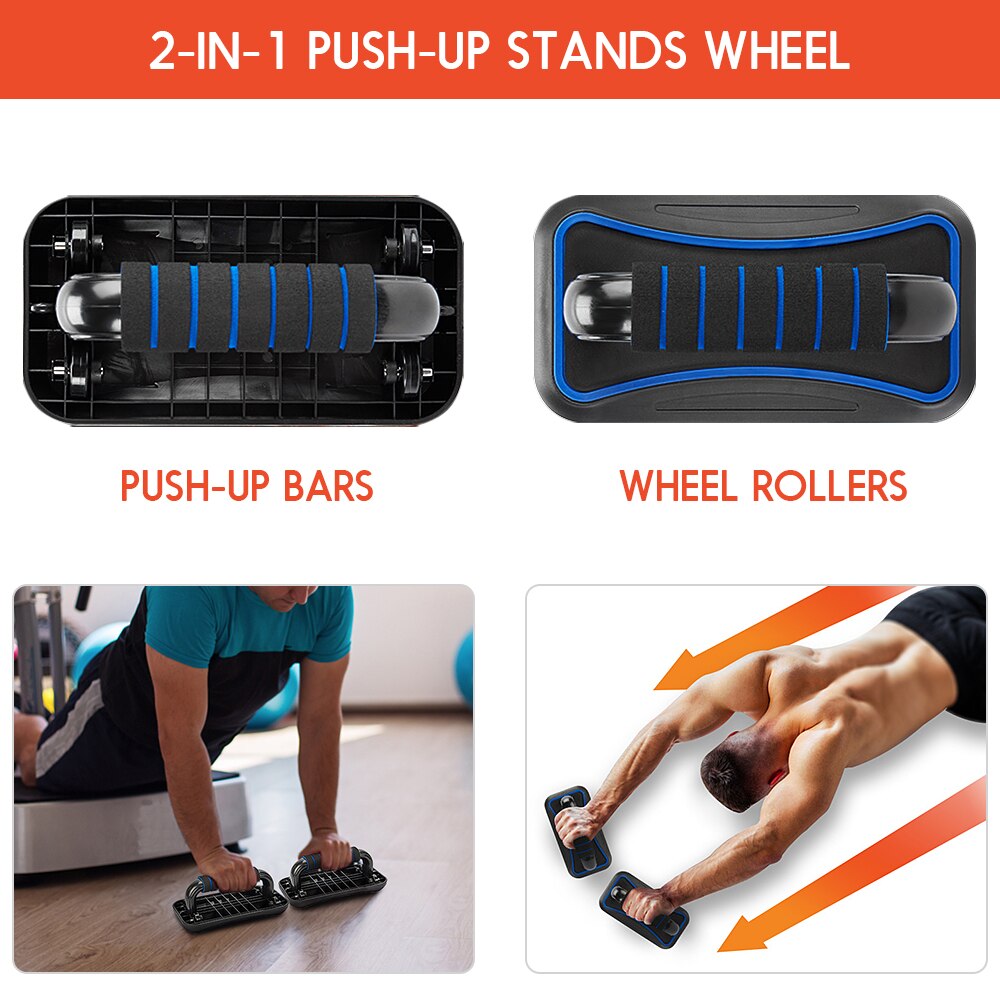 2-IN-1 Push-UP Stands Wheel Rollers Abdominal Exer... – Vicedeal