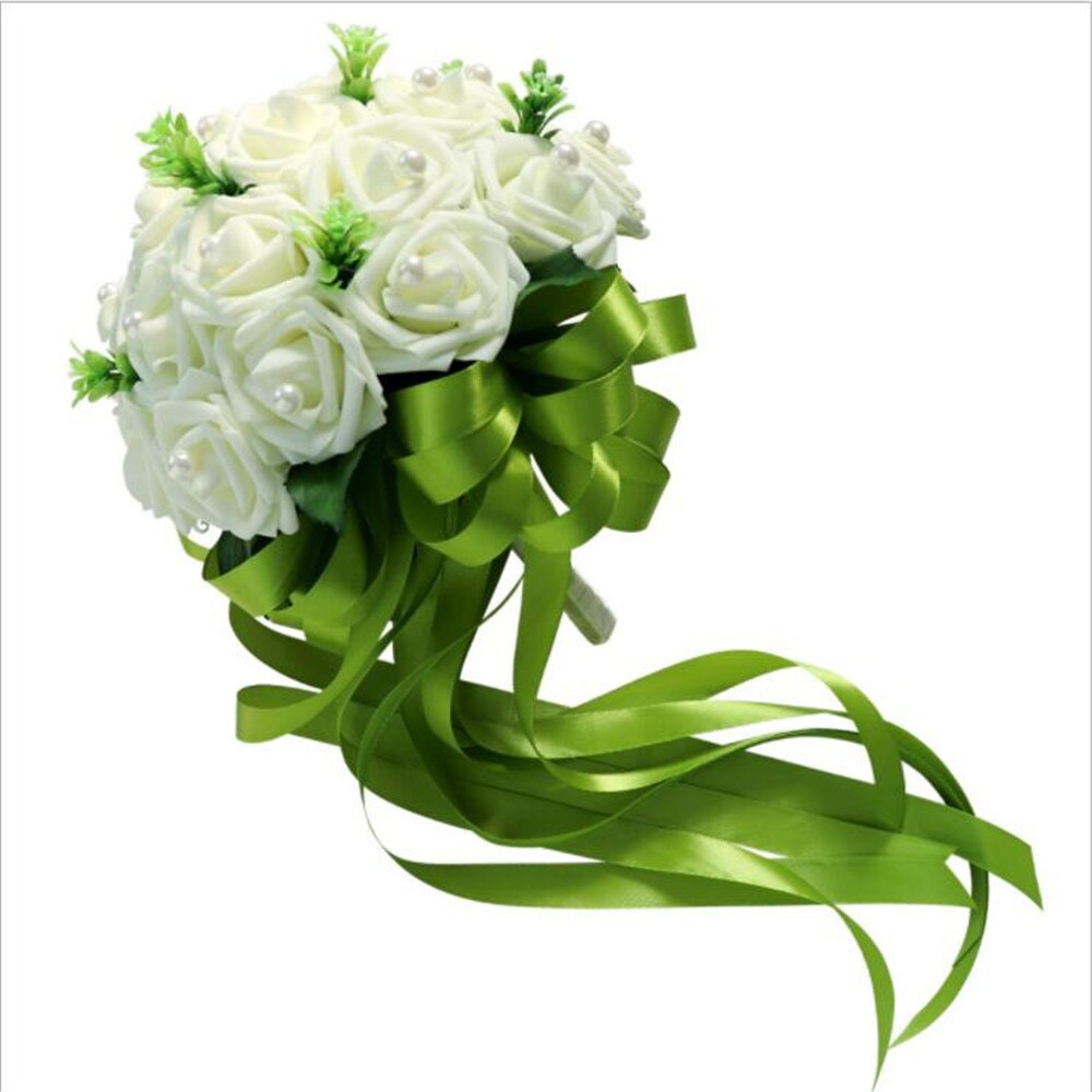Bruidsboeket groen en wit handgemaakt kunstbloem r... – Vicedeal
