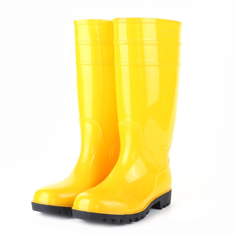 Yellow PVC natural rubber boots steel head rubber ... – Vicedeal