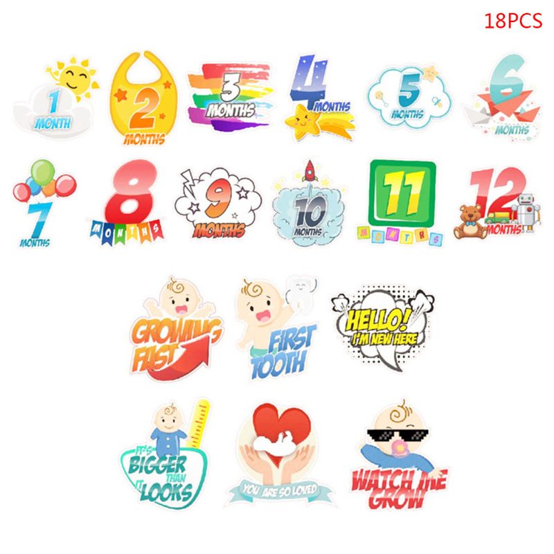 18 Pcs Set Mileston Stickers Newborn Baby Monthly ... – Grandado