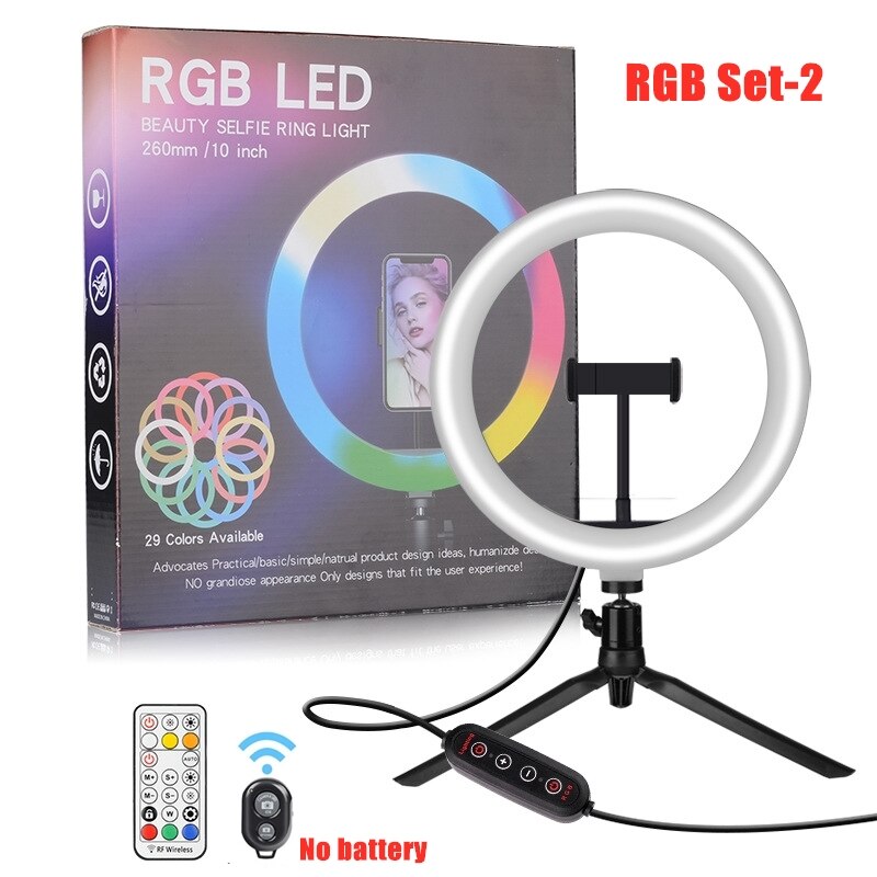 Photography LED Selfie RGB Ring Light 26cm With tr... – Vicedeal