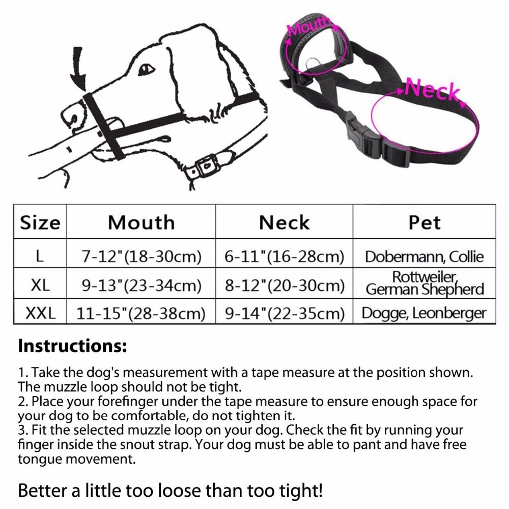 Anti Barking Dog Muzzle Adjustable Nylon Strap Loo... – Grandado