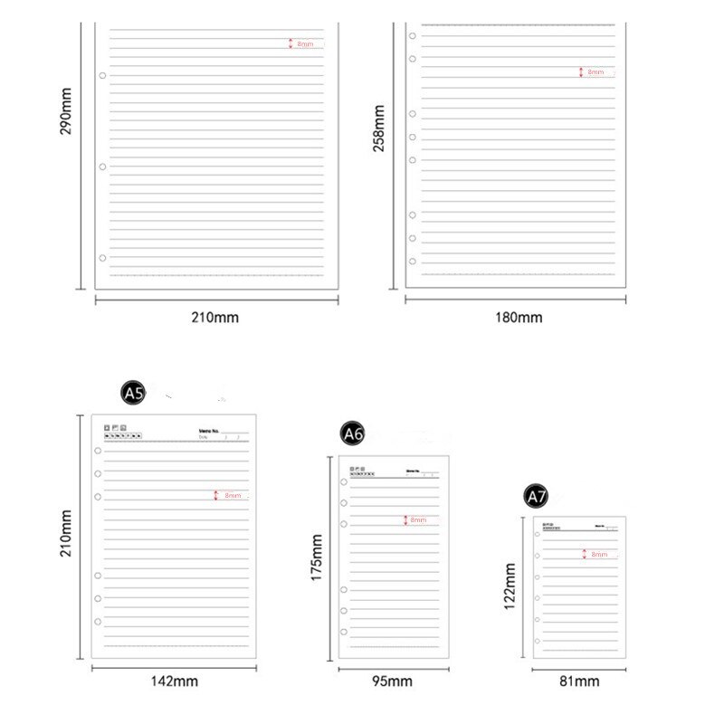 A5 A6 Replacing Core Basic 6 holes Notebook Blank ... – Vicedeal