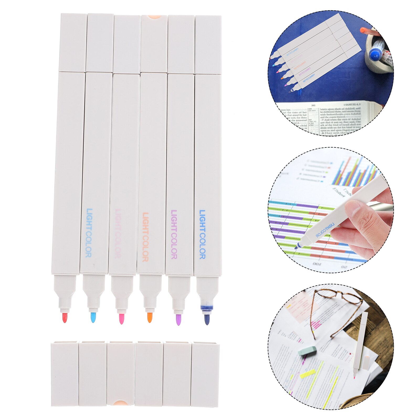 12pcs Fluorescent Pens Double-end Highlighter Pens... – Vicedeal