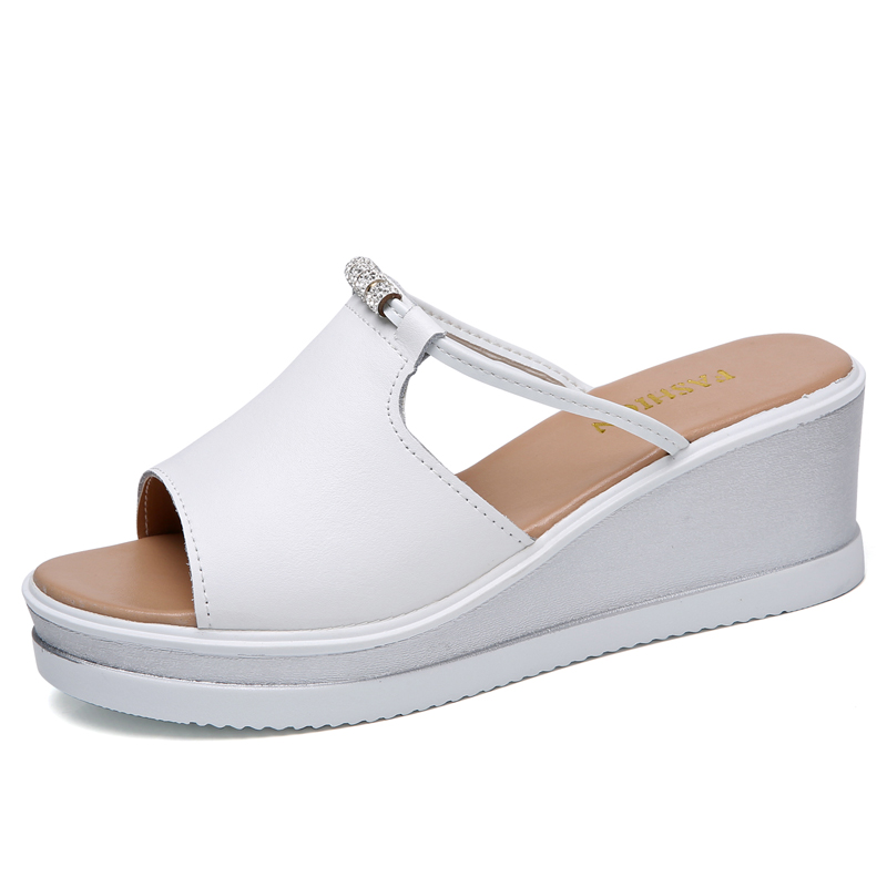 O16U Zomer Vrouwen Slippers Lederen Peep Toe Dikke... – Vicedeal