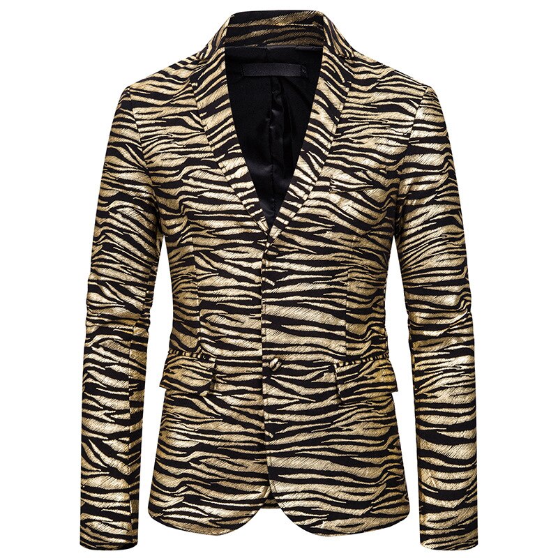 Men's Blazer Slim Fit Tiger Bronzing Printing Suit... – Vicedeal
