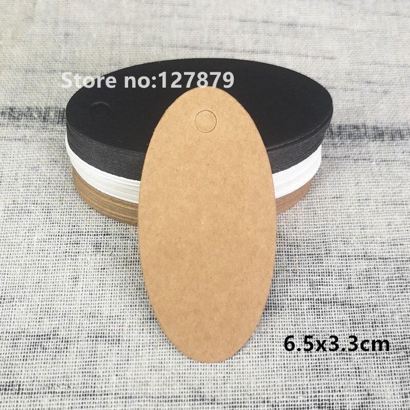 100Pcs 6.5x3.3cm Brown White Kraft Paper oval Blan... – Grandado