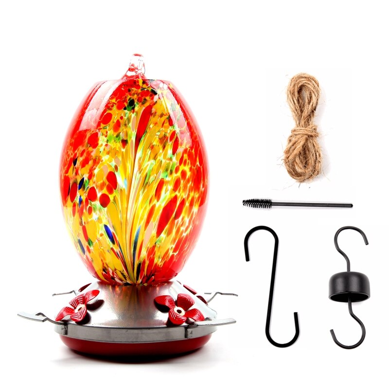 Hummingbird Feeder for Outdoors - Hand Blown Glass... – Grandado