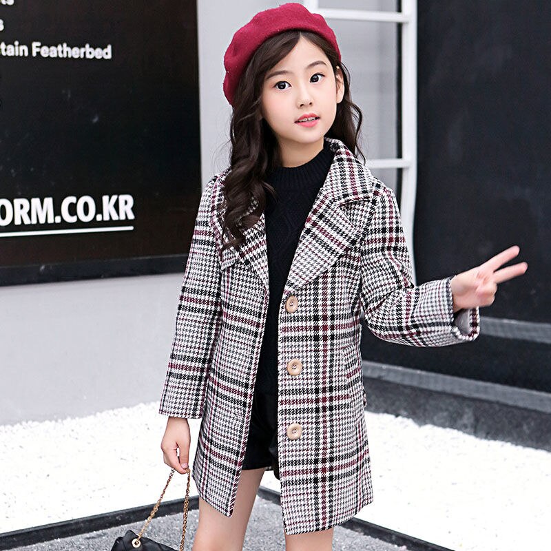 ins girls Woolen coat 4-13 years old Korean outer ... – Vicedeal