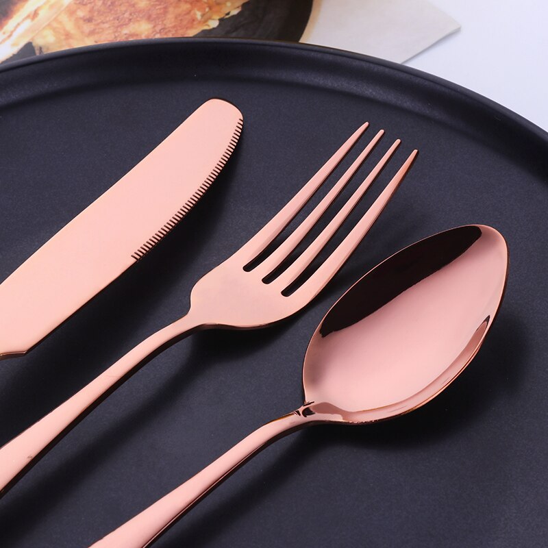 4PCS Western Rose Gold Tableware Set Stainless Ste... – Grandado